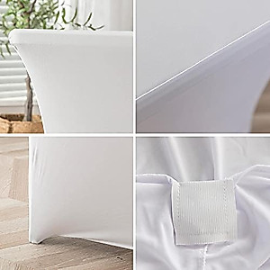 Mingyit 2 Pack Spandex Table Cover Fitted Rectangular Tablecloth Stretchable Fabric Tablecloth for Party, Banquet, Wedding and Events (6FT, White)