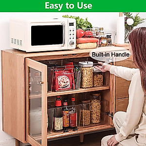 Yipaga Set of 8 Clear Plastic Storage Bins, Stackable Storage Containers for Pantry Organization and Kitchen Storage Bins, Refrigerator Organizer Bins with Handle, Home Edit Cabinet Organizers