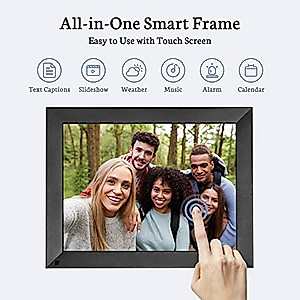 BSIMB 15 Inch Large Digital Picture Frame, WiFi Photo Frame Touch Screen with 16GB Storage, Auto-Rotate, Share Photos and Videos via App Email, Wall Mountable, Gift for Grandparents