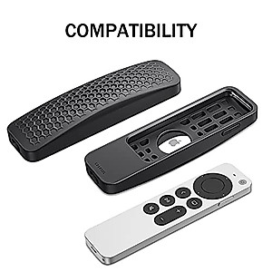 Fintie 2-in-1 Protective Case for 2021 2022 Apple TV Siri Remote and Apple AirTag - Lightweight Anti Slip Shockproof Cover for Apple TV 4K / HD Siri Remote Controller (2nd Gen / 3rd Gen), Black