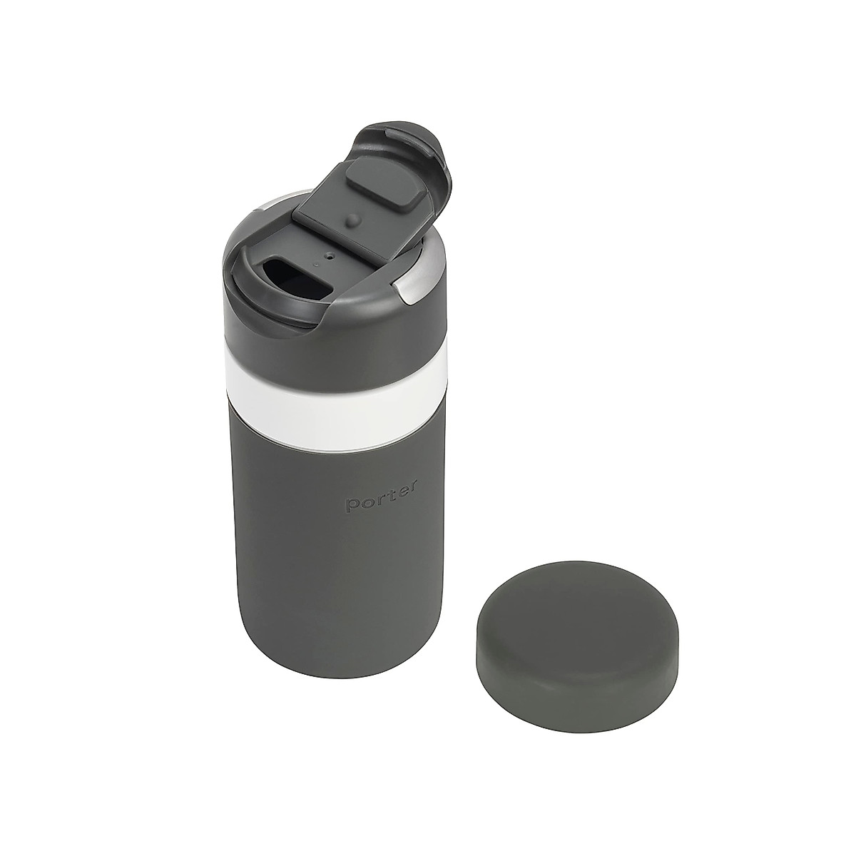 W&P Porter Drink Through Lid for Insulated Water Bottles, Leak-Proof, Carrying Handle, BPA Free, Charcoal