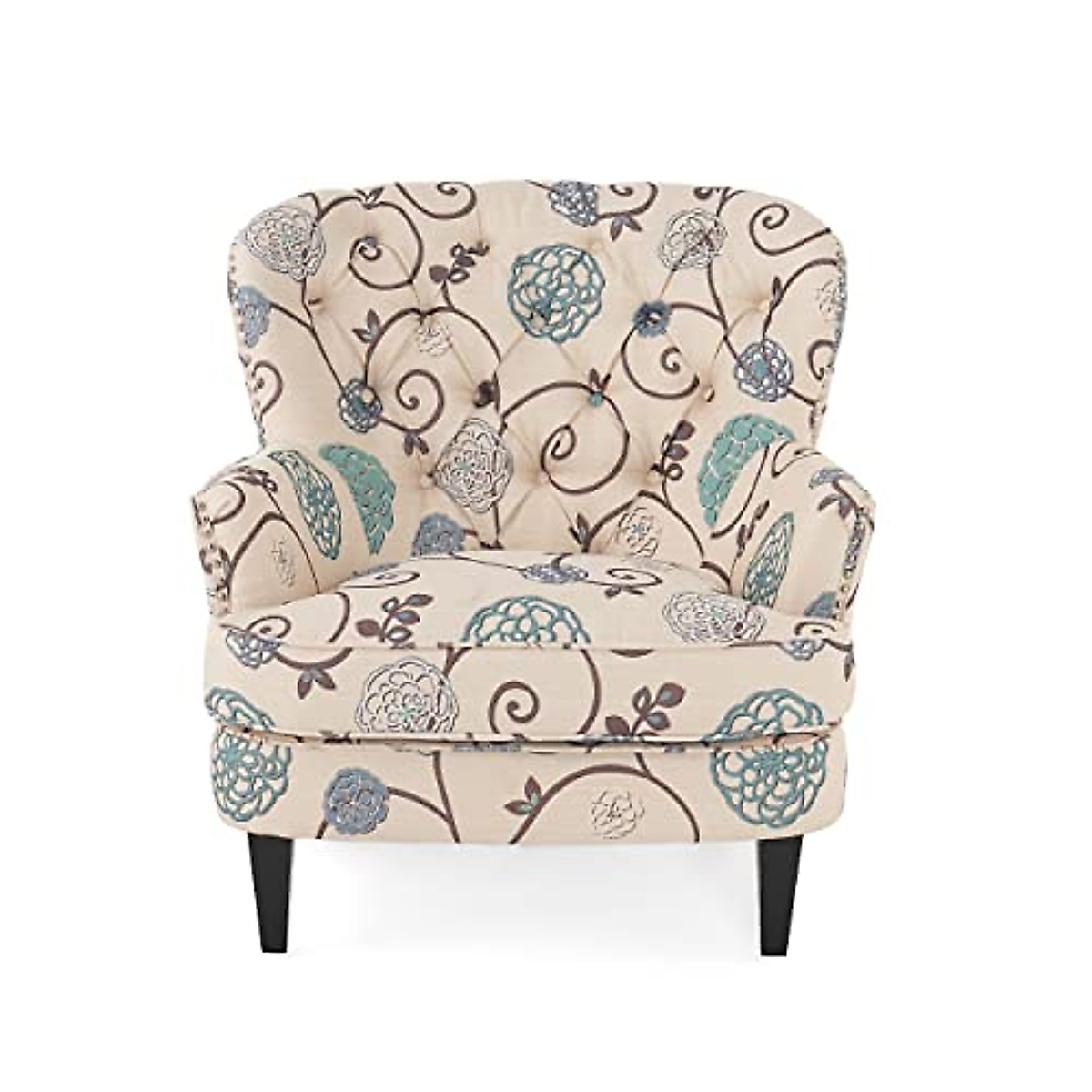Christopher Knight Home Tafton Fabric Club Chair, White / Blue Floral