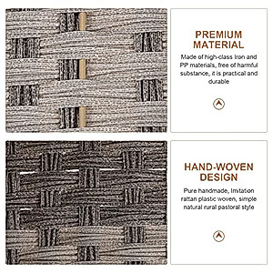 Alipis Plastic Sundries Storage Plastic Rattan Sundries Basket Seagrass Storage Basket Storage Box Basket with Handle