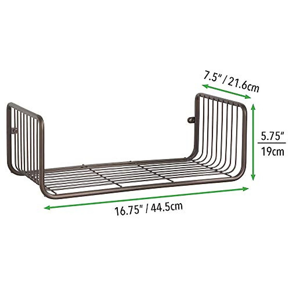 mDesign Wide Metal Wire Farmhouse Wall Decor Storage Organizer Shelf for Entryway, Hallway, Mudroom, Bedroom, Bathroom, Laundry Room - Wall Mount - Bronze