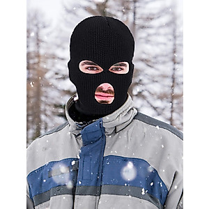 Geyoga 3 Pcs 3 Holes Knitted Full Face Cover Ski Mask Winter Knit Balaclava Outdoor Sports Thermal Ski Cover for Men Women(Black, Medium)