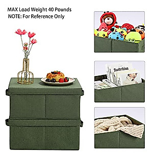 HOONEX Storage Bins with Lids for Organizing, Pack of 2, Storage Boxes with 2 Carrying Handles and Study Heavy Cardboard, 16.5" L x 11.8" W x 7.5" H for Toy, Shoes, Books, Clothes, Nursery, Olive