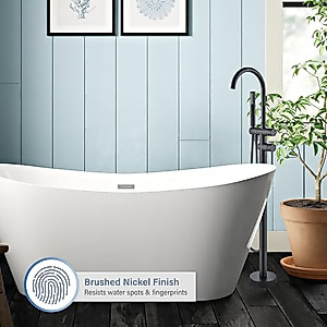 Freestanding Bathtub Faucet Matte Black Floor Mounted Tub Filler with Hand Shower 360 Degree Swivel Standing Spout Brass High Flow Mixer Taps