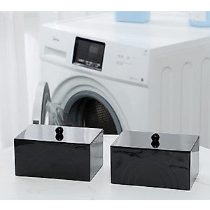 zoocatia Laundry Dryer Sheet Holder Clear Detergent Pods Container Dryer Balls Dispenser with Lid, Acrylic Plastic Storage Box for Laundry Room, Transparent black