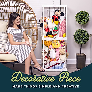 RELODECOR Stuffed Animal Zoo Storage, Wood Zoo Animals Toy Holder, Animal Cage Organizer, Ball Storage, Zoo Cage for Stuffed Animals