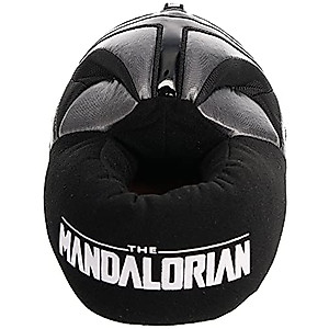 STAR WARS Boys Mandalorian Slipper, Full Body Mando Helmet Novelty Slipper, Grey/Black, Size 1-2 Big Kid