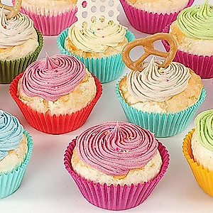 Caperci Bright Rainbow Jumbo Cupcake Liners Extra Large Muffin Baking Cups 300-Count, Odorless, Upgraded & Food Grade Grease-Proof Paper