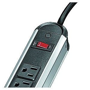 Fellowes 7-Outlet Heavy Duty Metal Power Strip, 12 Foot Cord (99089) Silver/Black