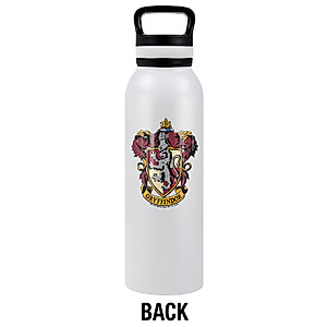 Harry Potter OFFICIAL Gryffindor Crest 24 oz Insulated Canteen Water Bottle, Leak Resistant, Vacuum Insulated Stainless Steel with Loop Cap, White