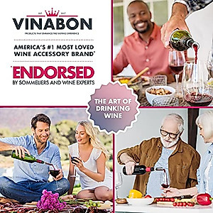 VINABON Wine Aerator – New 2023 Premium Wine Aerating Pourer and Wine Air Aerator Decanter Spout – Improves Wine Flavor & Bouquet. Includes WineGuide Ebook