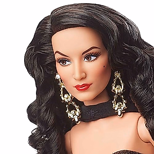 Collector Barbie Signature Doll, María Félix Wearing Elegant, Glimmering Gold and Black Gown with Ornate Jewelry, Barbie Tribute Collection