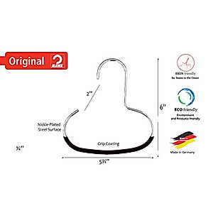 Mawa by Reston Lloyd Accessory Non-Slip Space-Saving Clothes Hanger Hook for Scarves, Style G1, Set of 5, Black