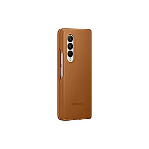 Samsung Galaxy Z Fold 3 Phone Case, Leather Protective Cover, Heavy Duty, Shockproof Smartphone Protector, US Version, Camel,EF-VF926LAEGUS