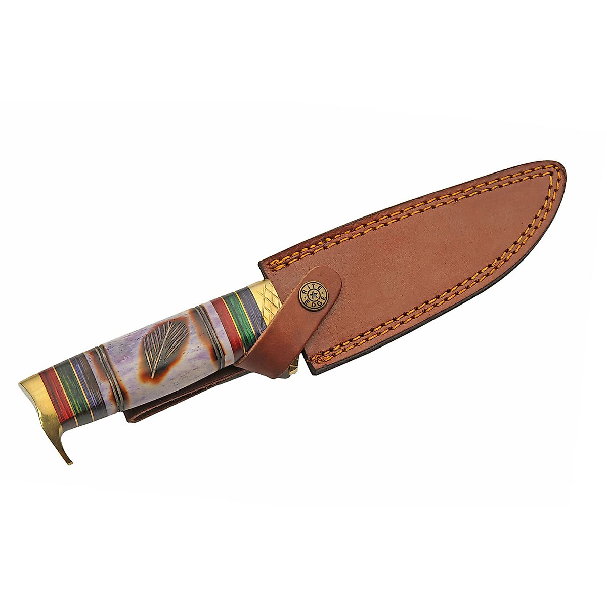 Wind Painter Stained Bone 10.5″ Stainless Steel Hunting Knife | Wood & Brass Spacers