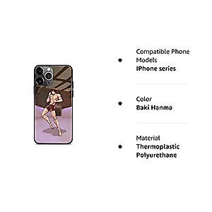 HEMINJYJEF Japanese Anime Anti-Drop Shell Cover Manga Pattern Non-Slip Glossy Glass Cell Phone Protective Case (for iPhone 11 Pro Max,Baki Hanma)