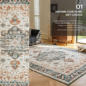 OMERAI Rug 8x10 Area Rug for Bedroom Washable Rug for Living Room Kitchen Dining Room Rugs Non-Slip Home Decor Carpet Faux Wool Rug Large Modern Art Ultra Soft Blue Area Rug-Chic