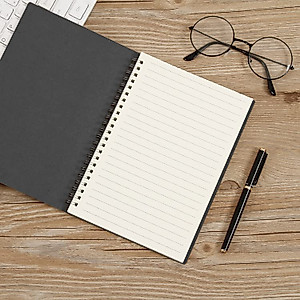 Ykimok Soft Black Cover Spiral Notebook, Notebooks College Ruled, Wirebound Memo Notepads Diary Notebook Planner with Unlined Paper, 100 Pages, 50 Sheets, 7.48 x 5.11 Inch