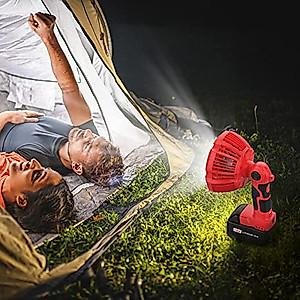Hipoke Cordless Portable Fan Powered by Milwaukee M18 18V Lithium-ion Battery, Handheld Fan with 9W LED Light, USB Port, Rechargeable fan for Camping Tent Office Travel, Milwaukee Tools Summer Gift