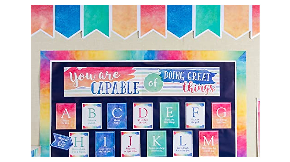 Teacher Created Resources Watercolor Pennants Big Border Trim