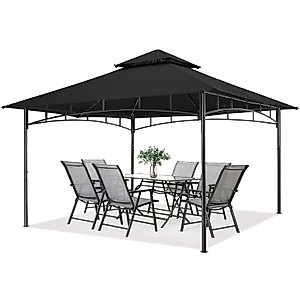 MASTERCANOPY Outdoor Garden Gazebo for Patios with Stable Steel Frame(10x12, Black)