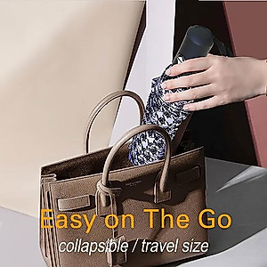 MRTLLOA 42/49 Inch Compact Windproof Travel Umbrella for Rain, Lightweight, Portable, Strong, Folding Umbrellas for Women and Men(42 inch,Herringbone)