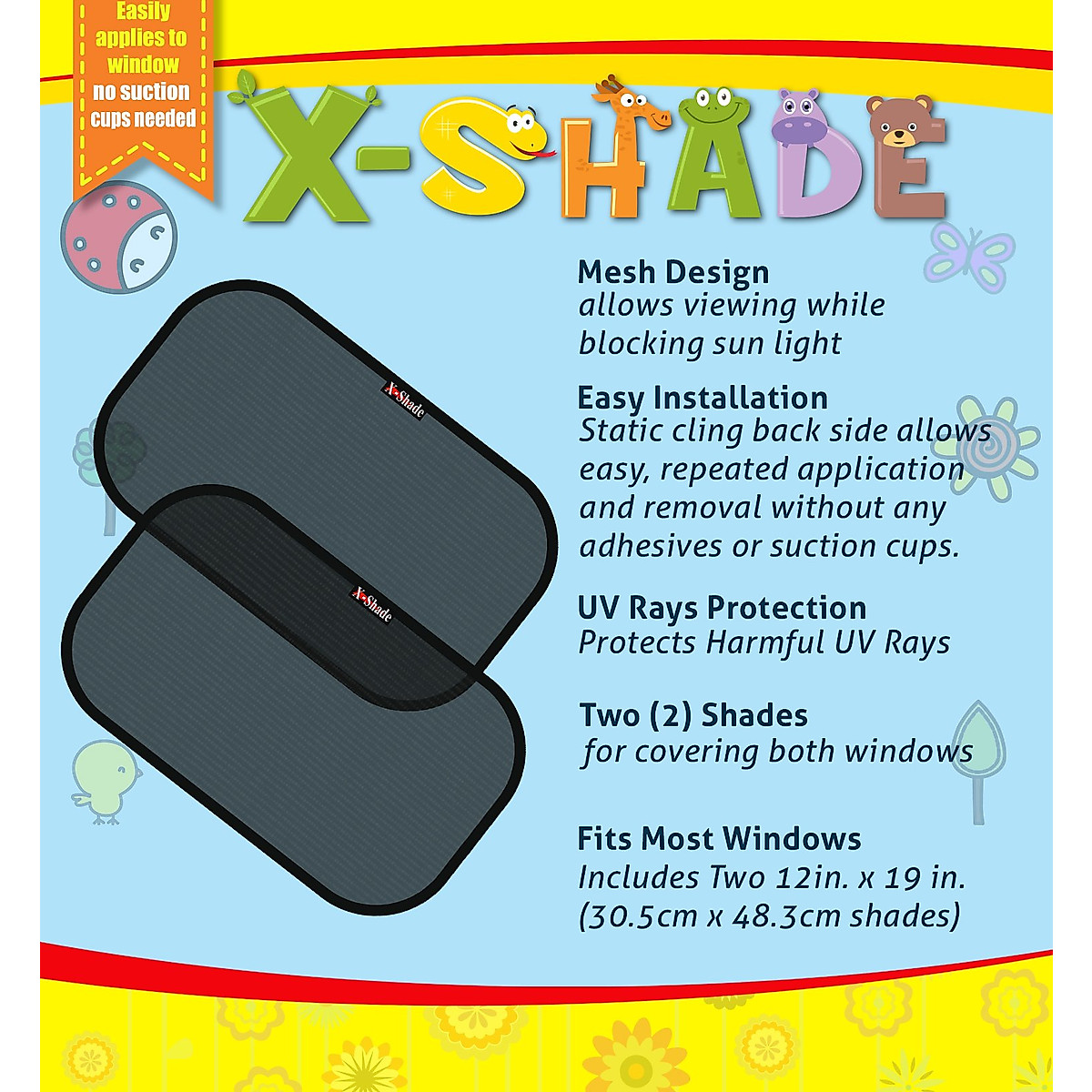 Car Window Shade Sun Screen Keeps Interior Cooler to Protect Baby, Infants & Kids 2 Pcs. With Non-Slip Pad