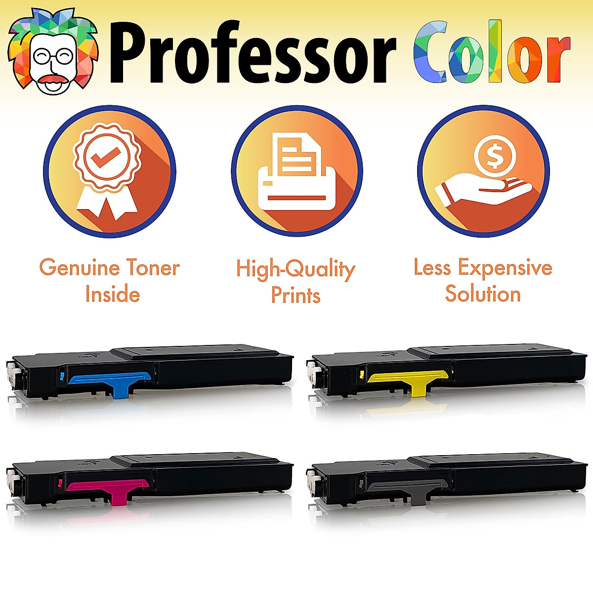 Professor Color Re-Coded OEM Toner Cartridge Replacement for Xerox VersaLink C405 C400 C400D C400DN MFP C405DN C405N C405 | 106R03524 106R03525 106R03526 106R03527 - Extra High Yield 4 Pack