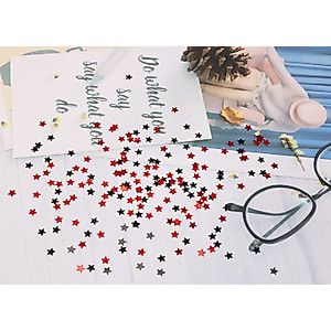 Penta Angel 2 Pack Star Sequin Confetti Holographic Metallic Foil Graduation Table Confetti for 2022 2023 Congrats Grads Birthday Weeding Party Decoration (Red&Black)