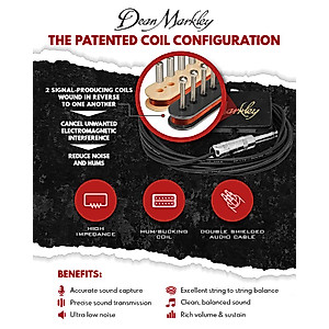 Dean Markley Pro Mag Grand Acoustic Guitar Humbucker Pickups, Maple Wood Design Active Soundhole Pickup Ebony Finish, Hum-Cancelling Acoustic Guitar Pickup for Studio Recording and Live Performance