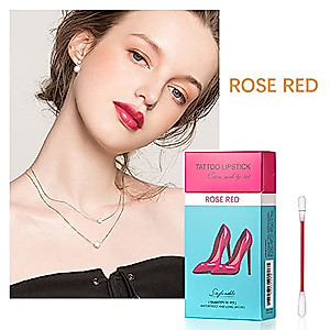 Sokgo 20Pcs Cotton Swab Tattoo Lipstick, Tattoo Lipstick Cotton Swab Lip Tint, Waterproof and Long Lasting Liquid Non-Stick Portable Lip Gloss
