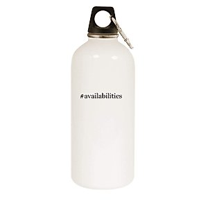 #availabilities - 20oz Hashtag Stainless Steel White Water Bottle with Carabiner, White