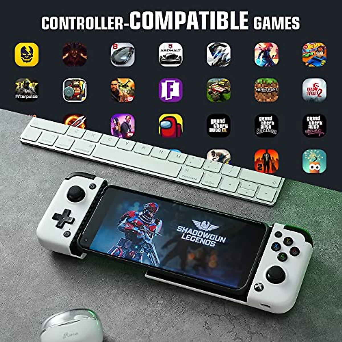 GameSir X2 Pro-Xbox Mobile Game Controller for Android Type-C (100-179mm), Phone Controller for xCloud, Stadia, Luna - 1 Month Xbox Game Pass Ultimate -Passthrough Charging (White)