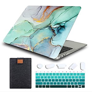 MAITTAO MacBook Air 13 Inch Case 2020 2019 2018 Model A1932 A2179 A2337 M1, Durable Hard Case Cover with Laptop Sleeve & Keyboard Cover for Mac Air 13.3 with Retina Touch ID, Marble 1