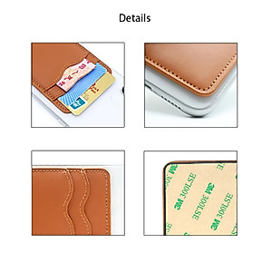 Phone Card Holder for Back of Phone, Leather Phone Wallet Stick On for iPhone and Samsung Smartphones, Credit Card Holder Phone Case Compatible with iPhone, Android Cell Phone (2Pack Black)