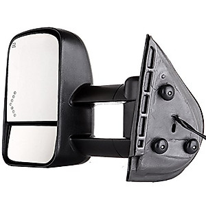 FEIPARTS Tow Mirrors Fit for 2007-2014 for Chevy for GMC 2007 for GMC Sierra 1500/2500 HD/3500 HD (Fit 07 New Body Style Only) Towing Mirrors with Left Right Power Black Heated Lens with LED Light
