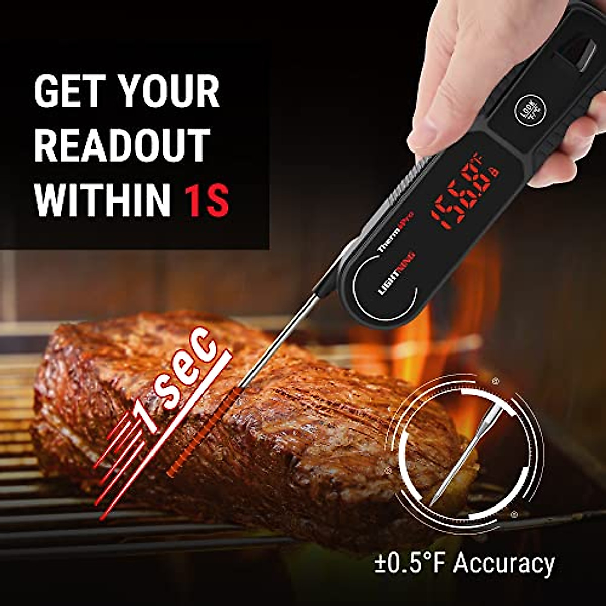 Instant Read Meat Thermometer - 1 Sec Quick, Accurate, Waterproof