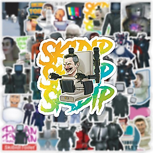 Skibidi Toilet Stickers,Cool Game Decals for Kids Teens Adults, 50pcs Vinyl Waterproof wangsying Decals for Laptop and Water Bottle Phone,Bike,Skateboard,Travel Case. (skibidi toilet-50pcs)
