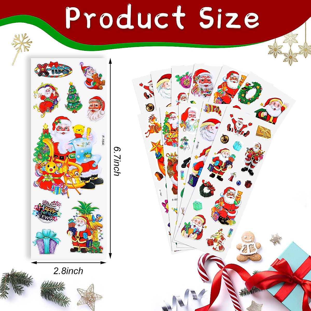 60 Sheets Christmas Stickers Christmas Craft Stickers Puffy Xmas Holiday 3D Stickers with Santa Claus,Christmas Tree,Snowman, Reindeer,Wreath for Christmas Party Favors Envelopes Cards Notebooks