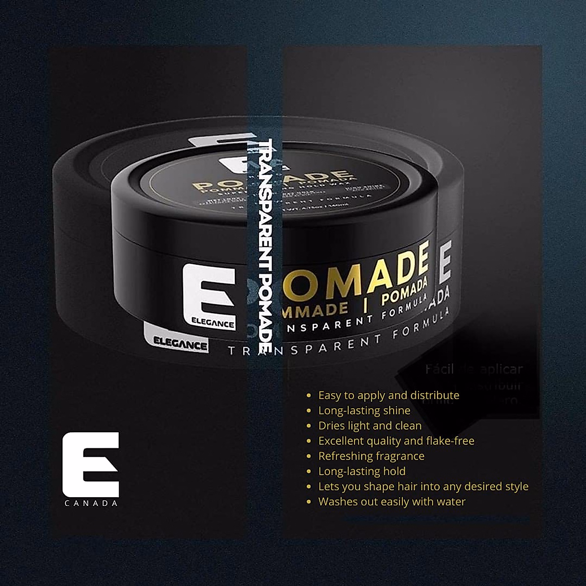 Elegance Hair Pomade, 4.73 Oz, Super Strong Hold Wax, Long-Lasting Hold and Shine, Wax Easy to Apply and Distribute