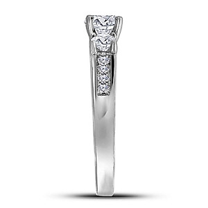 Dazzlingrock Collection 14kt White Gold Women's Round Diamond 3 Stone Engagement Ring 1-1/4 ctw