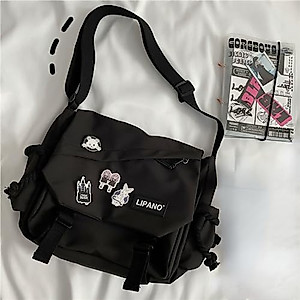 Loizziuy Y2k Backpack Kawaii Large Capacity Aesthetic Backpack Cute Casual Travel Mochilas Daypacks (1015 black [single pack plus random 4 badge])