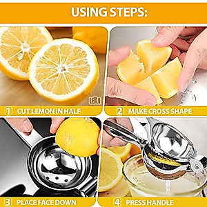 Stainless Steel Lemon Squeezer Manual - Threaded Groove Fresh Lemon Juicer Hand Press Stainless Steel Lemon Squeezer Manual Press Heavy Duty for Restaurant, Kitchen - Ergonomic Handle Lemon Press mubuddy