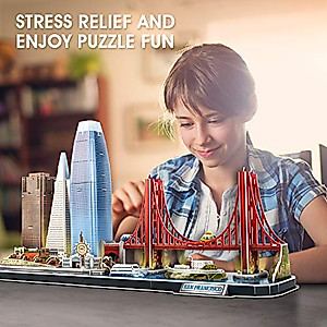 CubicFun 3D Puzzles for Kids Ages 8-10 LED San Francisco Cityline, Arts and Crafts for Kids Ages 8-12 STEM Projects for Kids Ages 8-12 Gifts for 8 Year Old Toys for 8 Year Old Girls Architecture