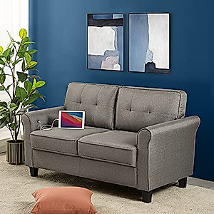 ZINUS Sayan Loveseat with USB Ports, Tool-Free, Easy Assembly, Sand Grey