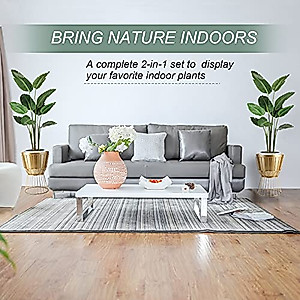 MSTFLOR Metal Plant Stand with Pot 12" - Decorative Metal Plant Holder Stand Indoor, Gold Plant Stand Modern Flower Potted Rack for Corner Display, Living Room, Office, Modern Home Decor - 17.5" Tall