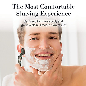 AOA Men's 6 Blade Razor Kit 7pcs in Kit Including 1pc Handle 5pcs Swedish Six-Blade Heads 1pc Stainless Steel Shower Hook Lubricating Aloe Vitamin E Strip for Comfortable Close Shave